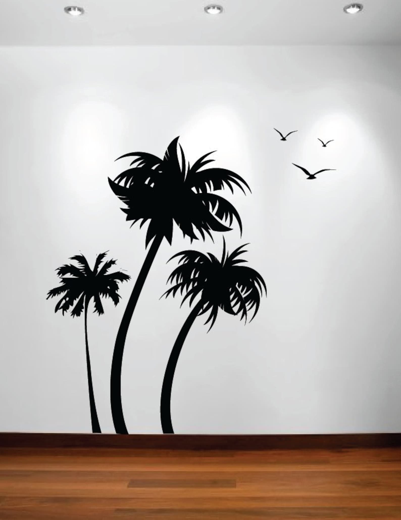 Palm Coconut Tree Wall Decal With Seagull Birds 3 Trees 1132 - Etsy
