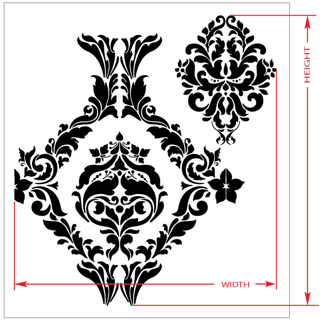 Large Wall Damask STENCIL Pattern FAUX MURAL 1007 - Etsy