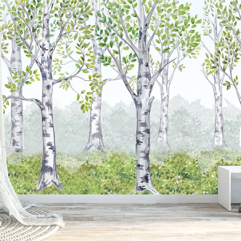 Birch Wallpaper - Etsy