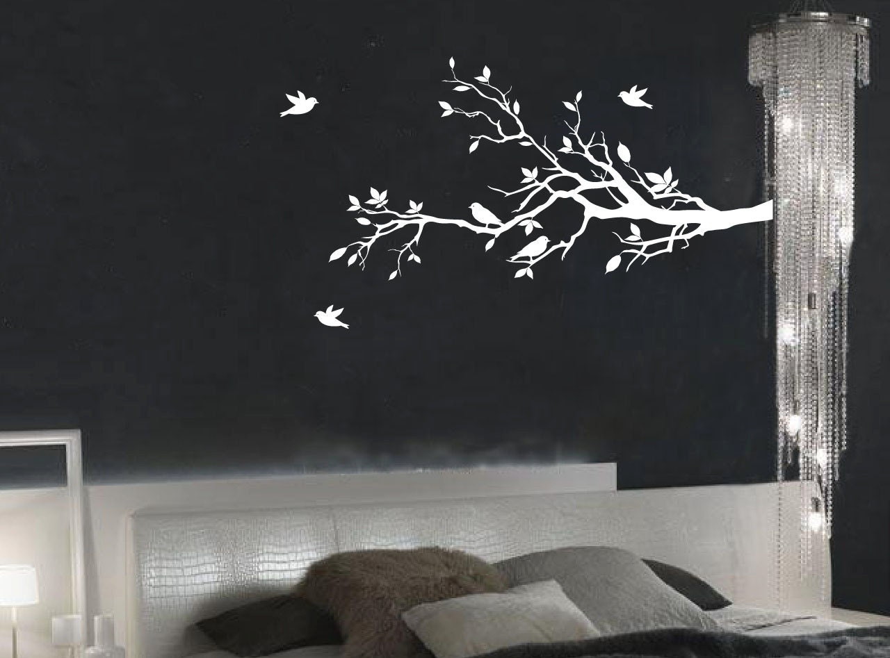 Tree Branch Wall Decal Love Birds Vinyl Sticker Nursery Leaves - Etsy