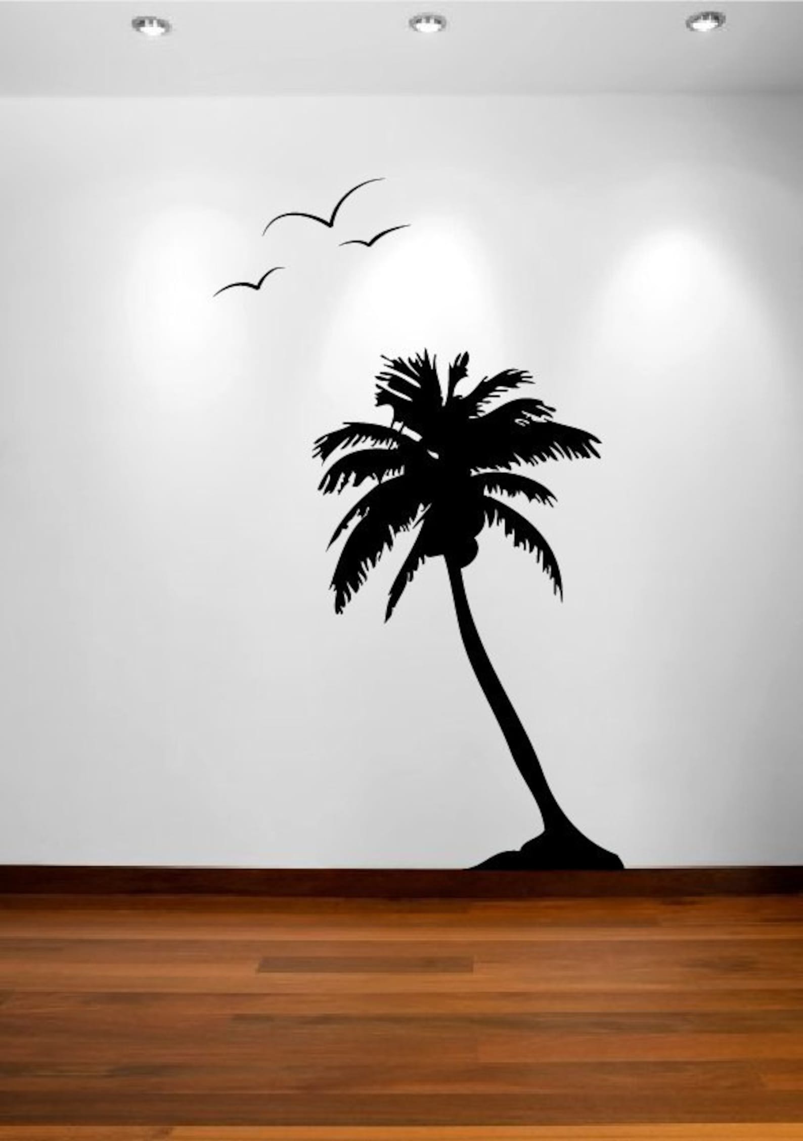 Palm Coconut Tree Wall Decal With Seagull Birds 1107 6 Feet - Etsy