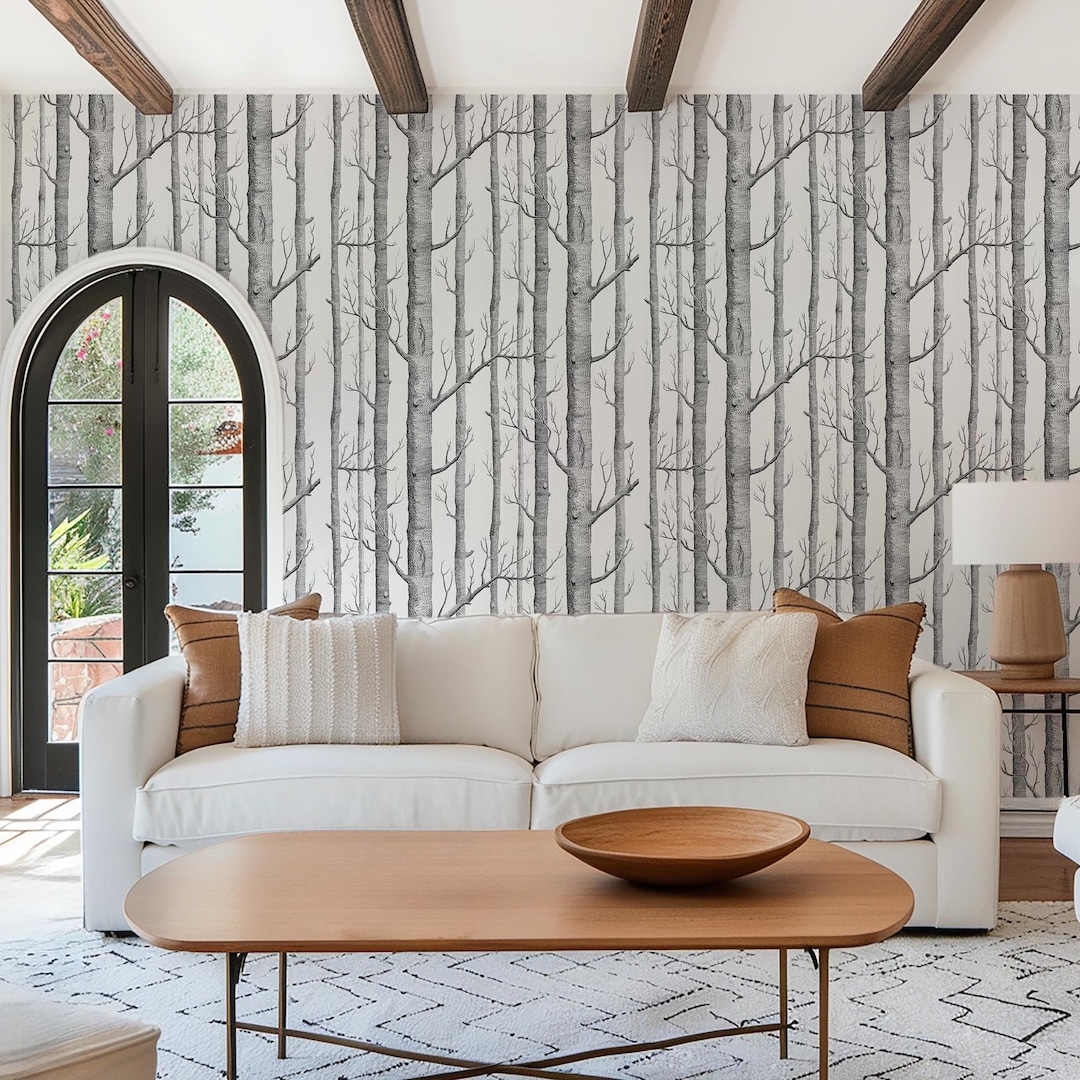 Birch Tree Peel and Stick Wallpaper Custom Sizes Traditional ...