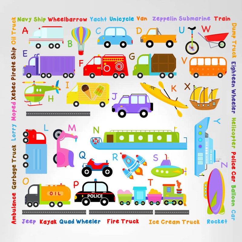 Transportation Alphabet - Etsy