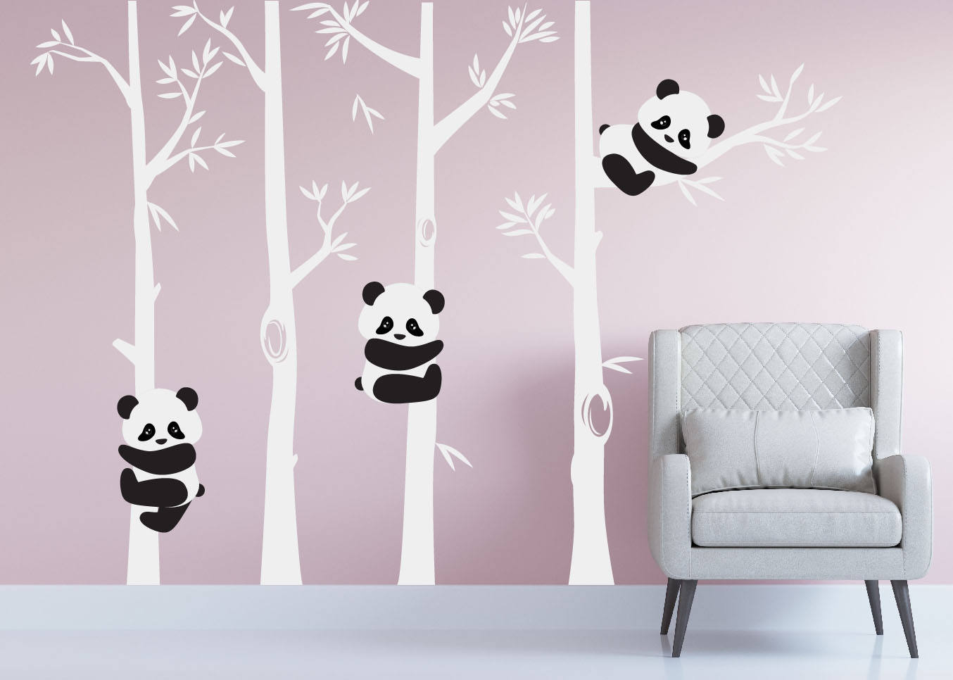 Nursery Panda Bear Bamboo Tree Wall Nursery Decal Art Forest - Etsy UK
