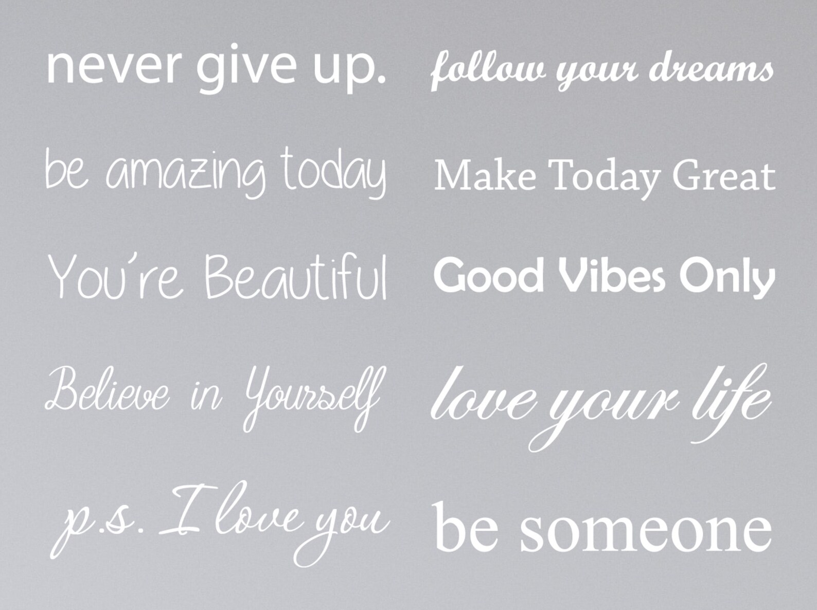 Motivational Quote Decal Sticker Set, Works on Walls, Cars and Glass ...