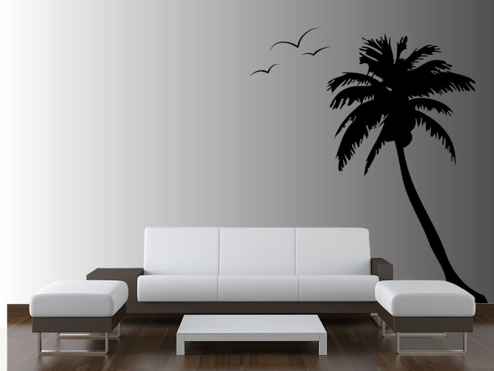 Palm Coconut Tree Wall Decal With Seagull Birds 1107 6 Feet - Etsy