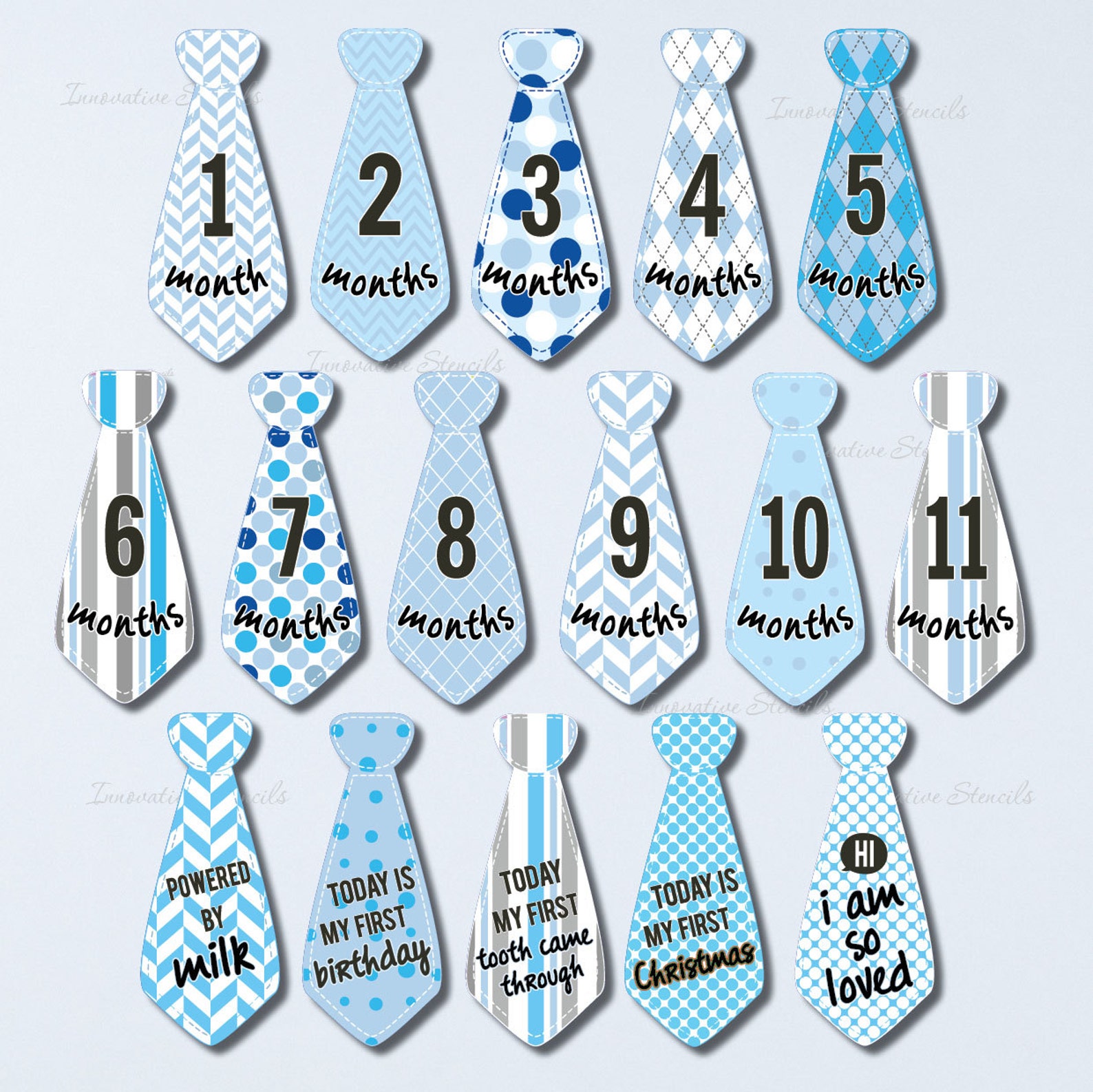 Baby Monthly Necktie Onesie Stickers Age Milestones for 12 | Etsy