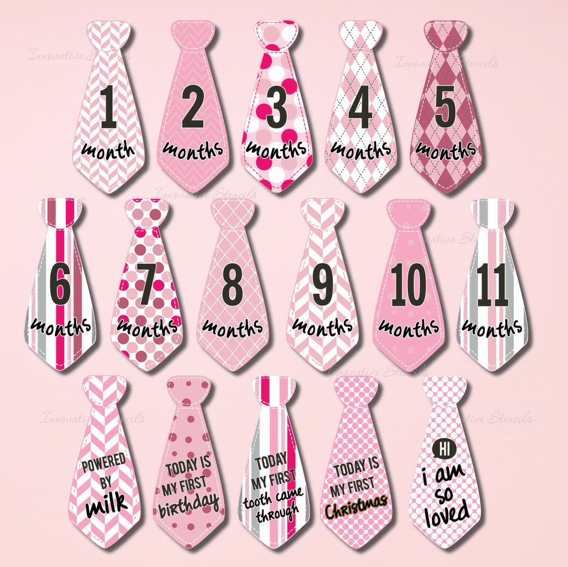 Baby Monthly Necktie Onesie Stickers Age Milestones for 12 - Etsy