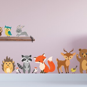 Forest Animal Creatures Wall Decal Nursery Decor Bear Fox Bunny Owl ...
