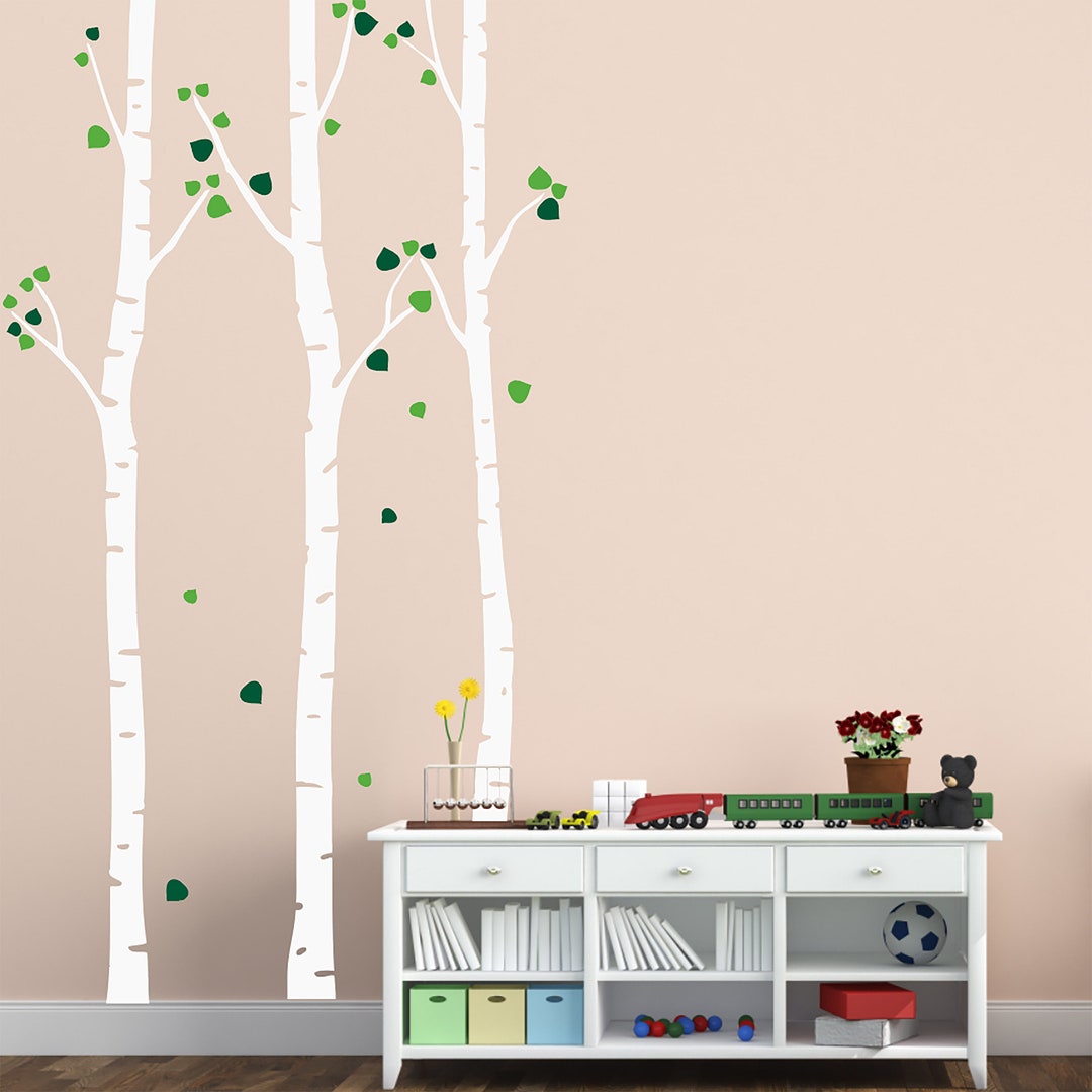 Birch Tree Wall Decal Set of 3 Woodland Trees Nursery Forest Stickers ...