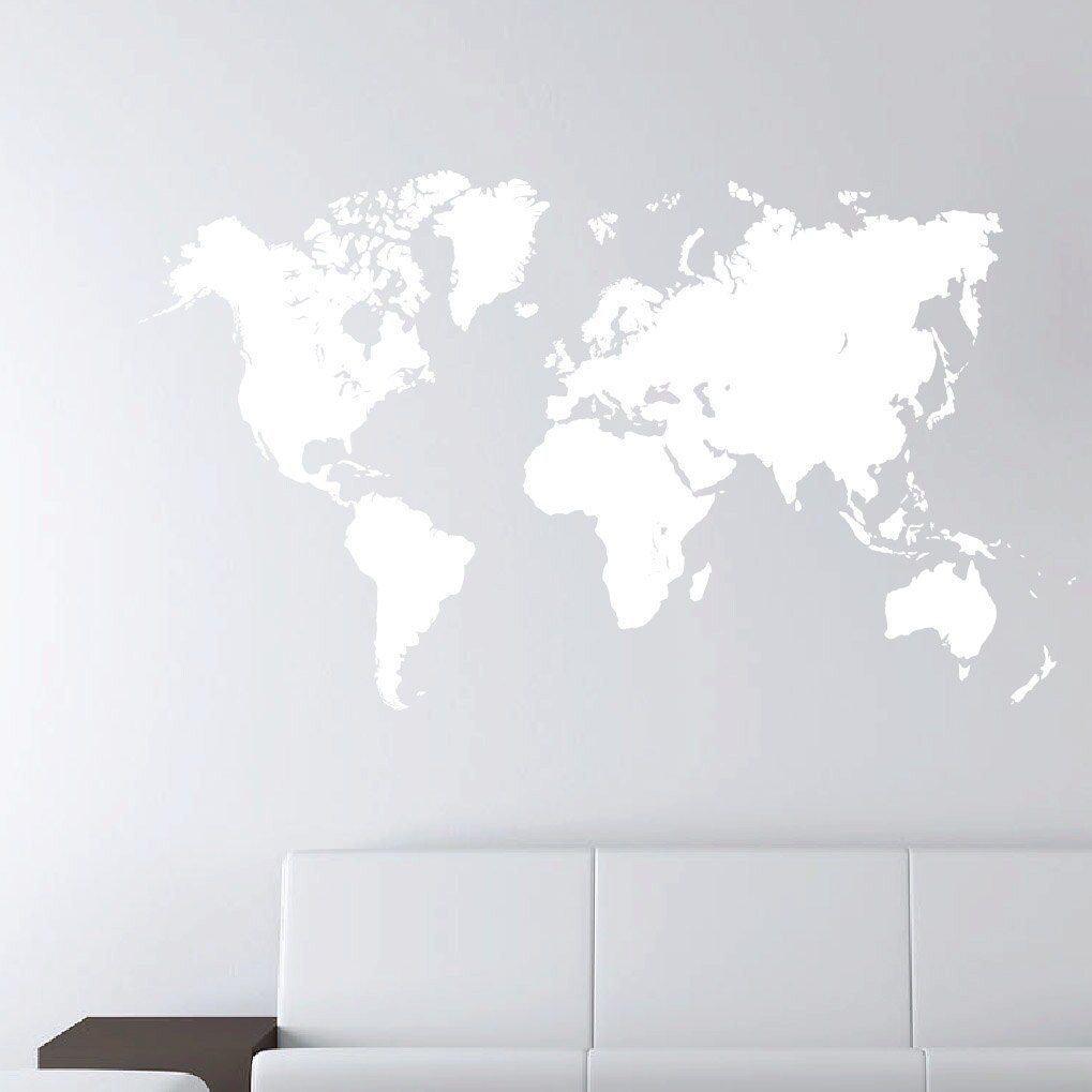 World Map Earth Wall Decal Sticker Atlas Globe Art #1248 (28" High X 49 ...