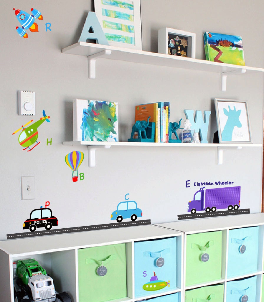 Car Transportation Alphabet Peel and Stick Wall Nursery Kids ...