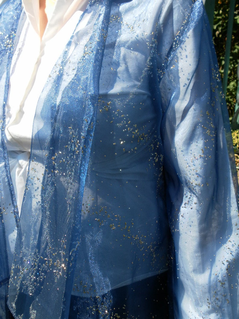 Navy Blue Gold Sparkles Chiffon Draped Front Formal/informal Handmade ...