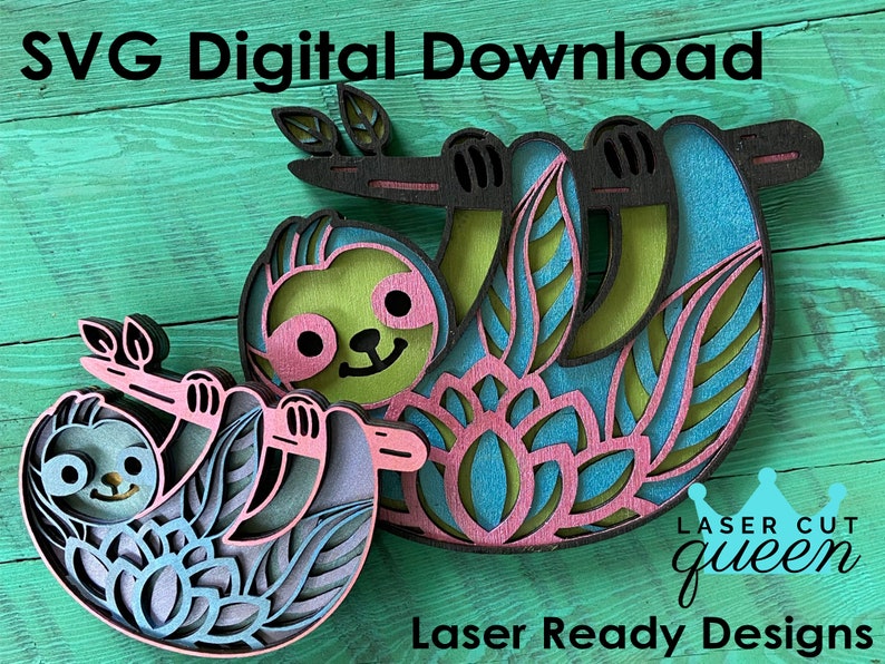Multilayered Sloth SVG Laser Cut Files for Glowforge Projects | Laser ...