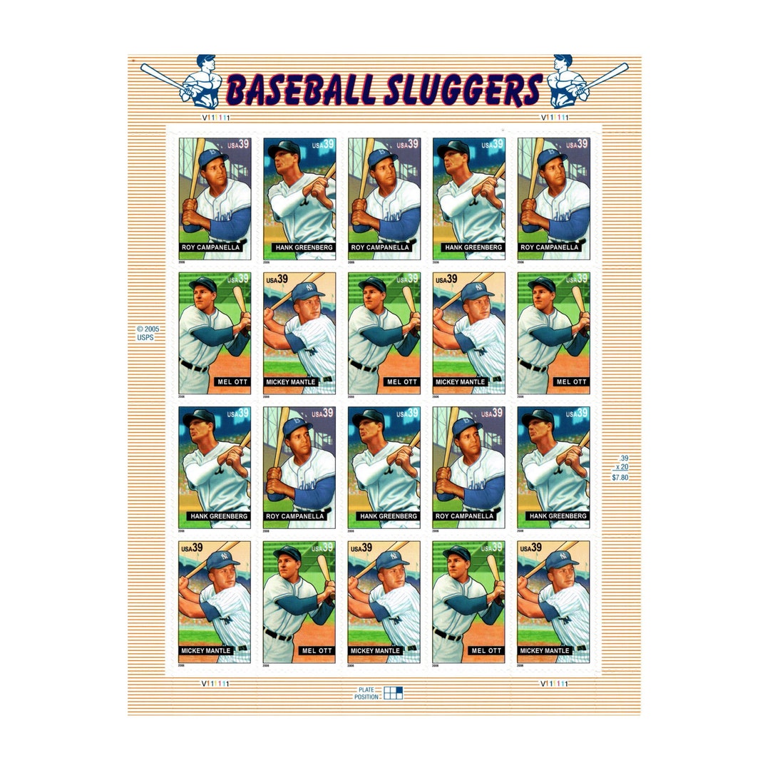 Baseball Sluggers 39 Cent Stamp Sheet (20 Stamps) - Etsy