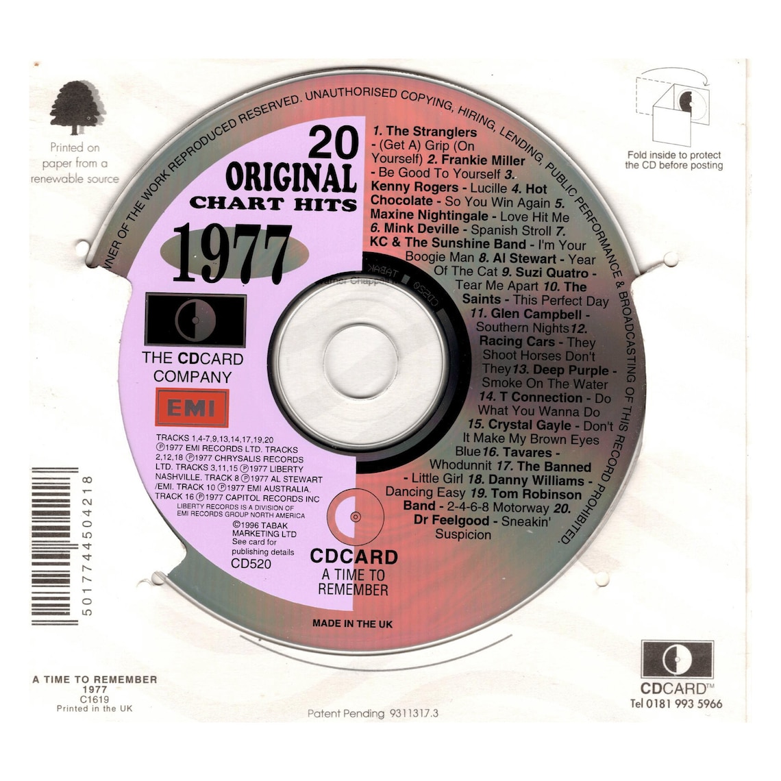 1977 CD Card 20 Original Chart Hits and 1977 Facts - Etsy