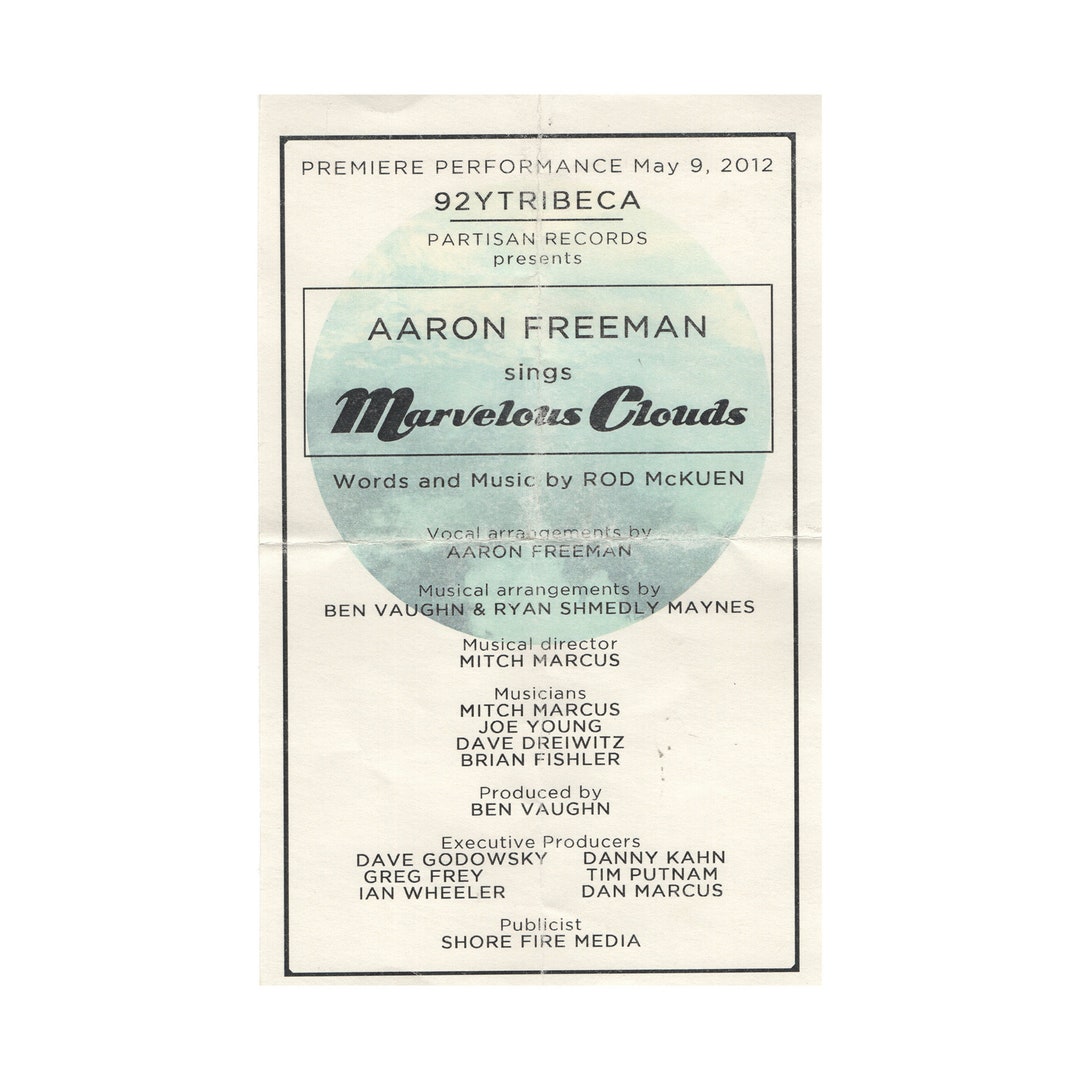 Aaron Freeman Sings Marvelous Clouds Words and Music by Rod Mckuen - Etsy