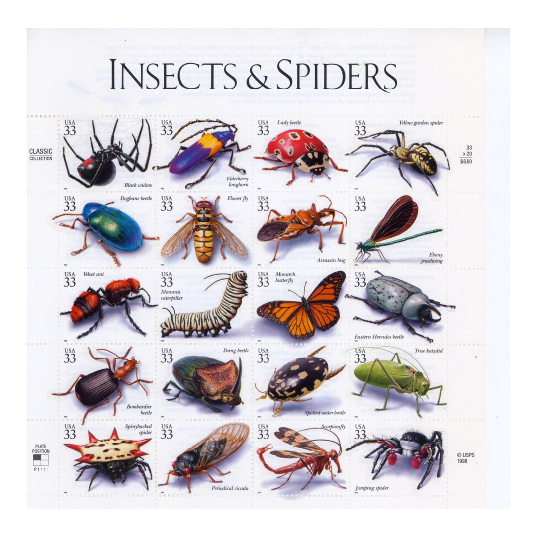 Insects & Spiders Stamp Sheet by USPS 1998 - Etsy