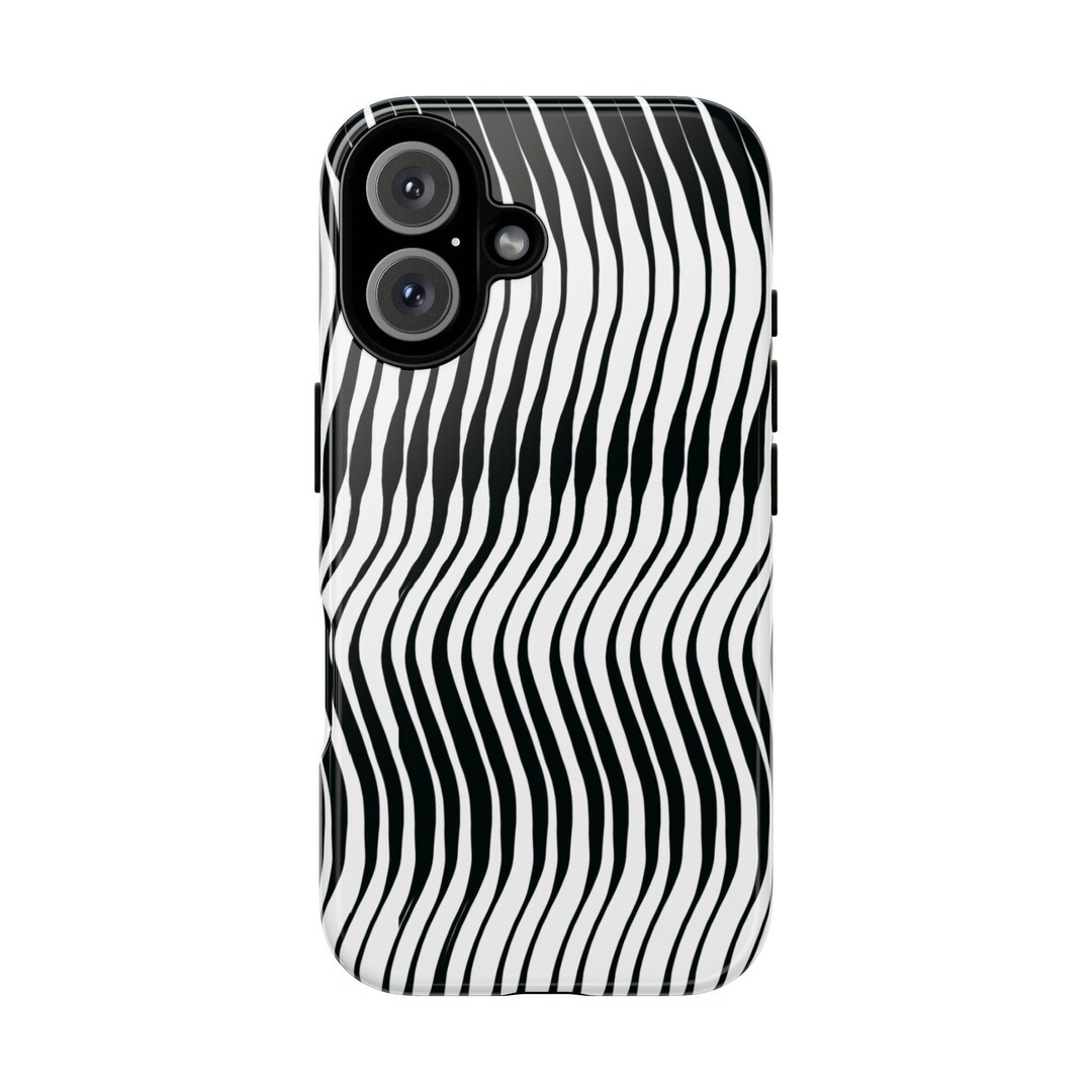 Abstract Wavy Line Phone Case: Trendy Monochrome Design - Etsy