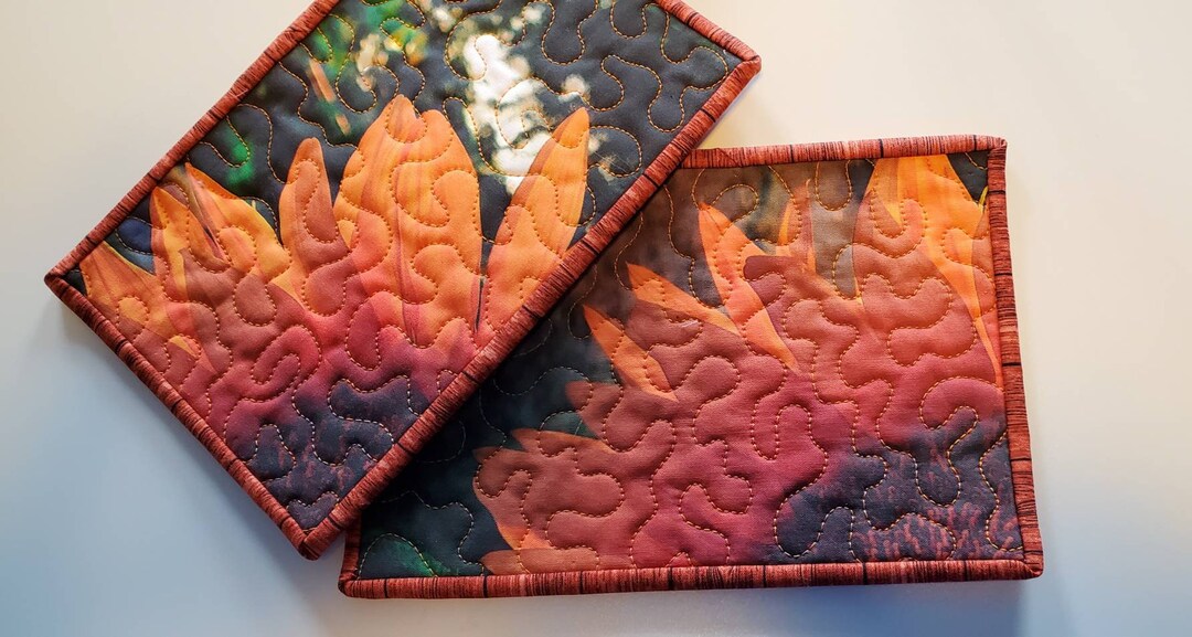 Mug Rugs. Set of 2. Digital Photo Fabric. Summer Mug Rugs. Hostess Gift ...