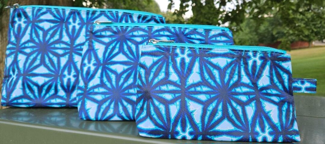 Personalized Cosmetic Bags, Blue Pattern, Cosmetic Bag Set, 3 Pieces ...