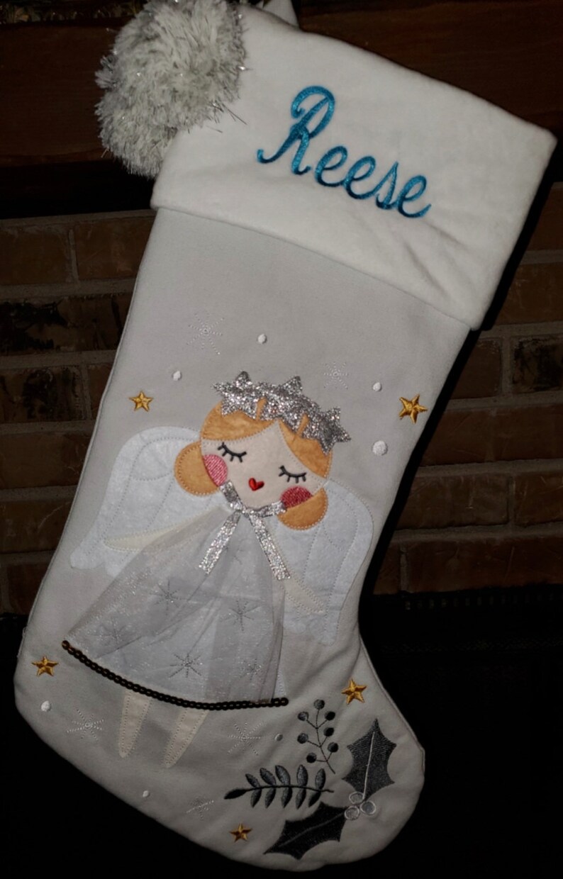 Personalized Christmas Angel Stocking, Blonde Hair, Stephen Joseph ...