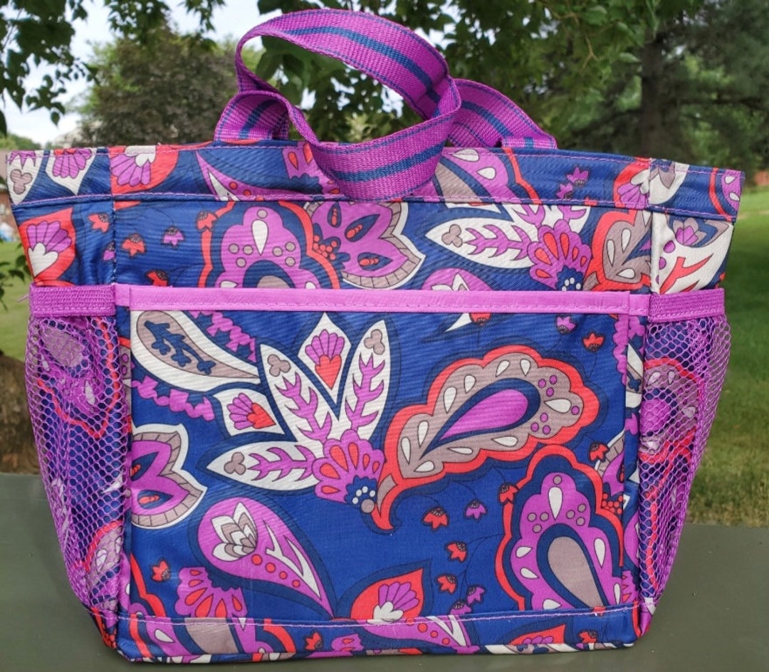 Shower Caddy, Paisley Print, Purple Spa Item, Custom Embroidery ...