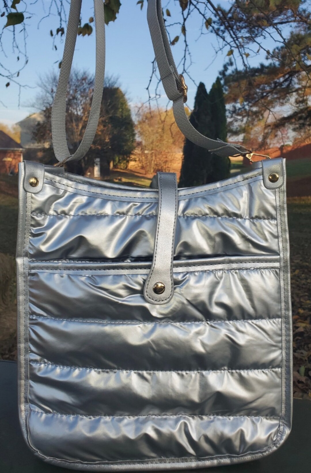 Crossbody Metallic Silver Purse, Stylish Bag, Puffy Bag - Etsy