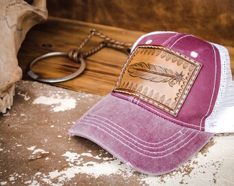 Leather Tooled Patch Hat - Etsy