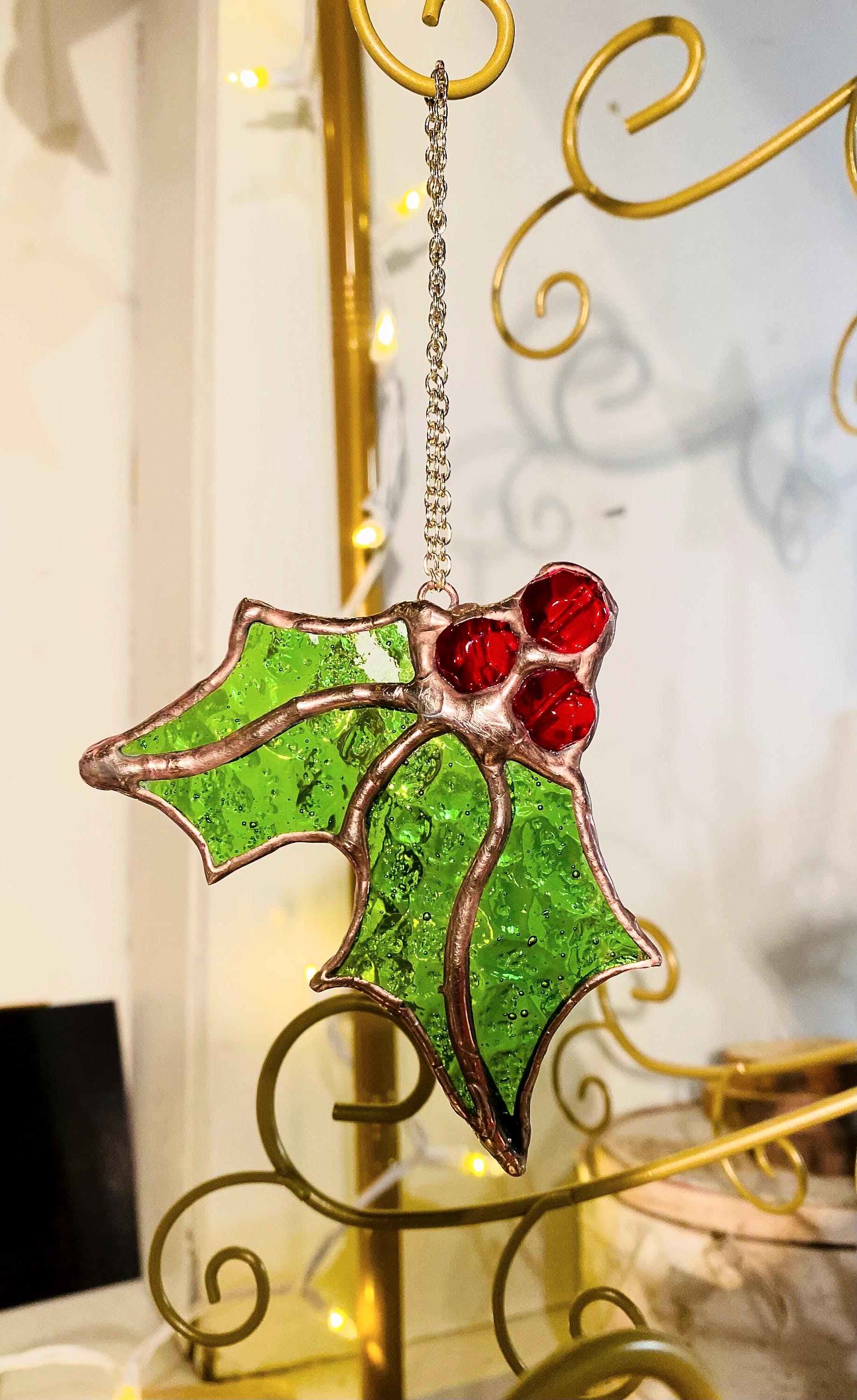 Stained Glass Holly With Berries - Etsy