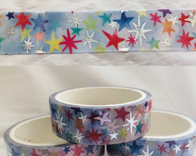 Silver Foil Stars Washi Tape - Etsy