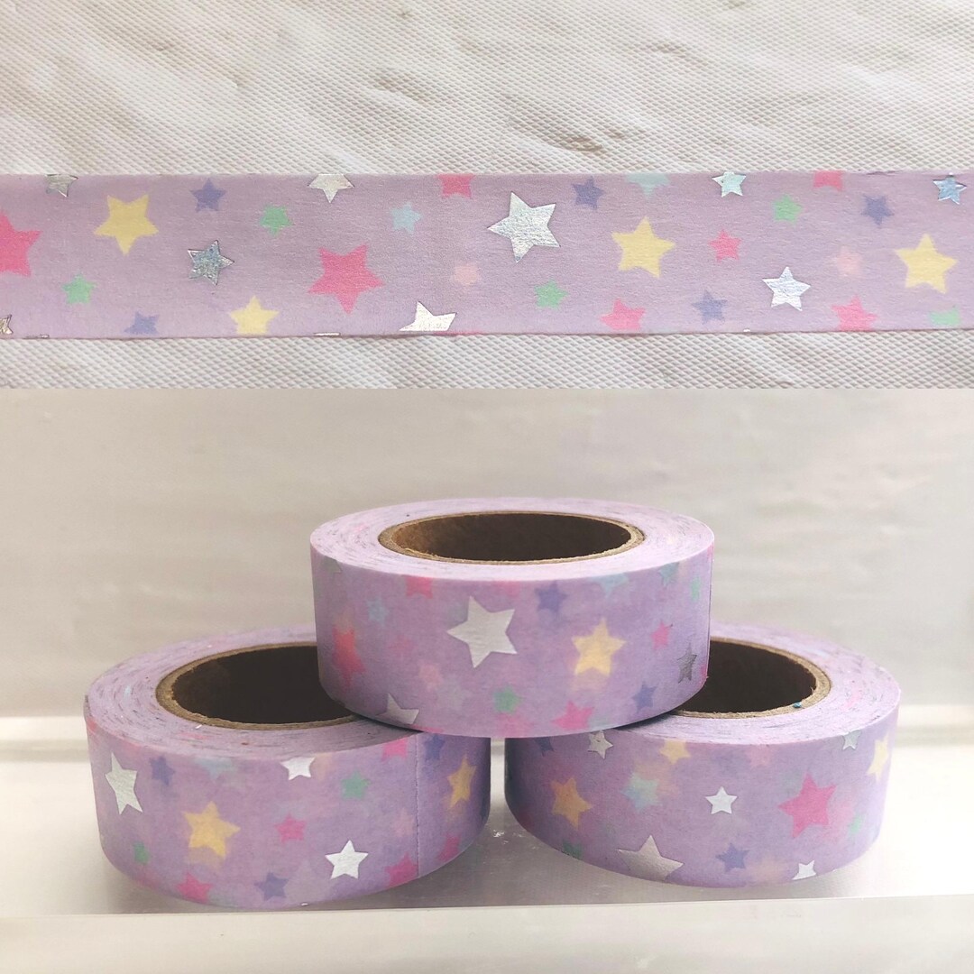 Silver Foil Pastel Stars Washi Tape - Etsy