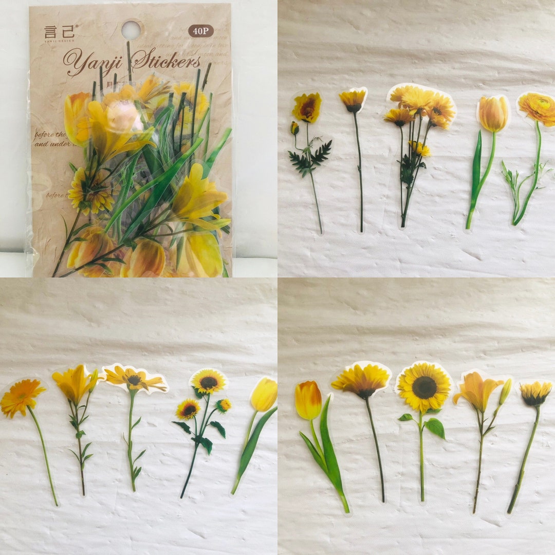 40 Assorted Yellow Flower Stickers - Etsy