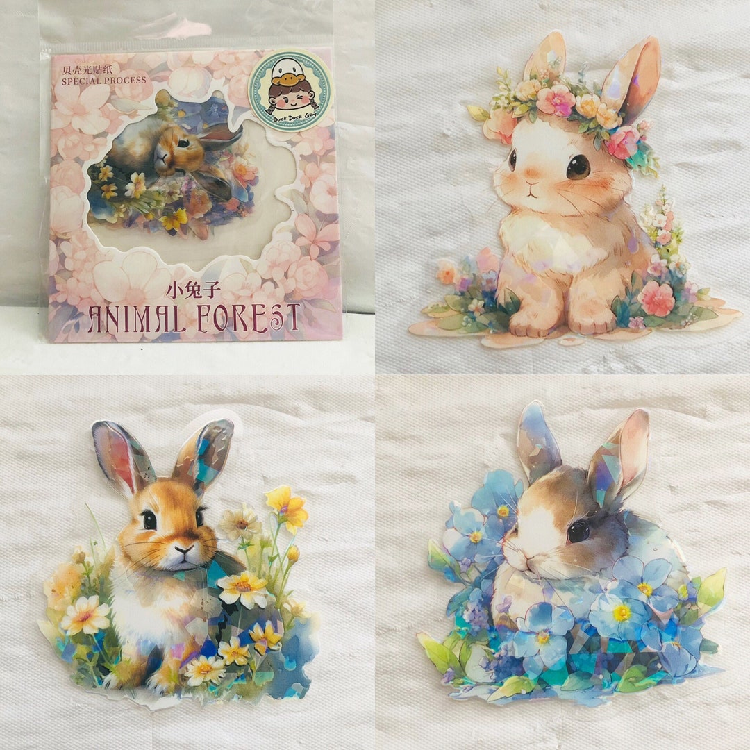10 Bunny Rabbit Clear Stickers - Etsy