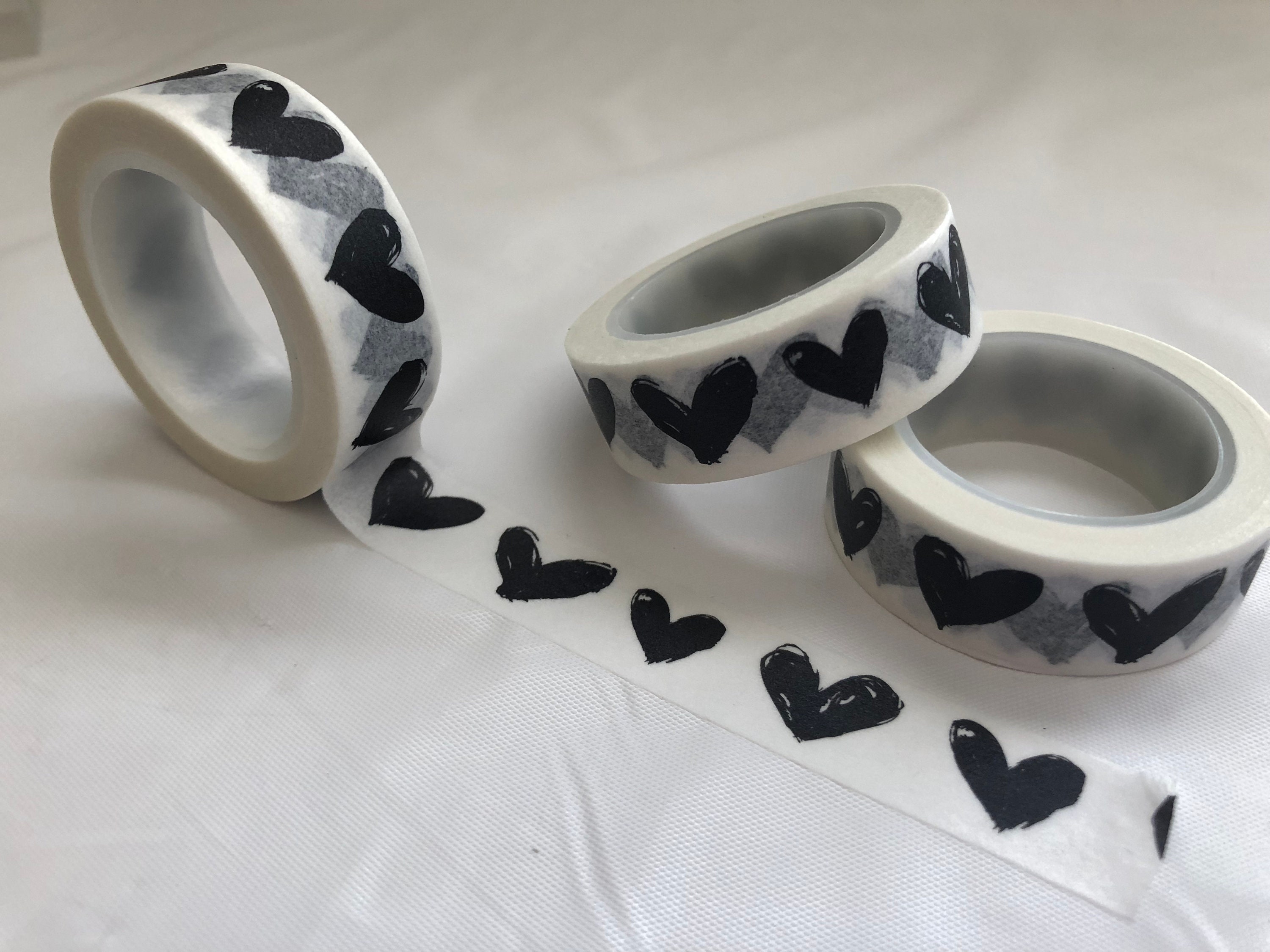 Black and White Heart Washi Tape | Etsy