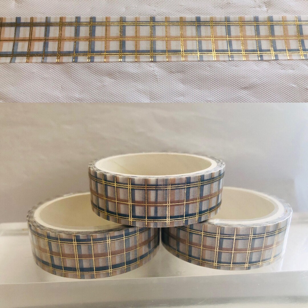 Gold Foil Peach Plaid Washi Tape - Etsy