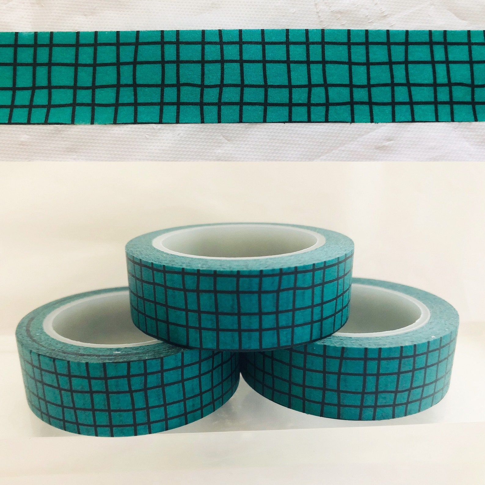 Green Wobbly Grid Washi Tape | Etsy