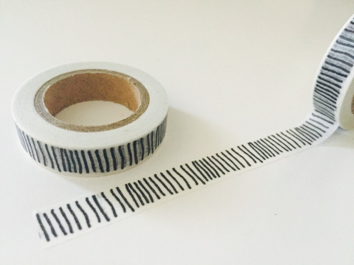 Black Wobbly Lines Washi Tape - Etsy