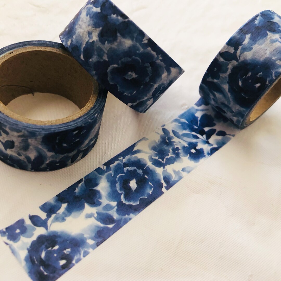 Blue Watercolor Floral Washi Tape - Etsy