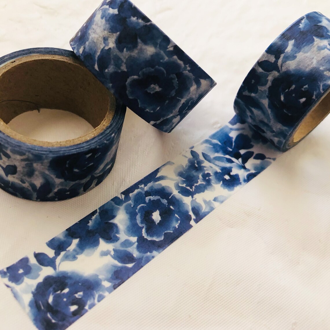 Blue Watercolor Floral Washi Tape - Etsy