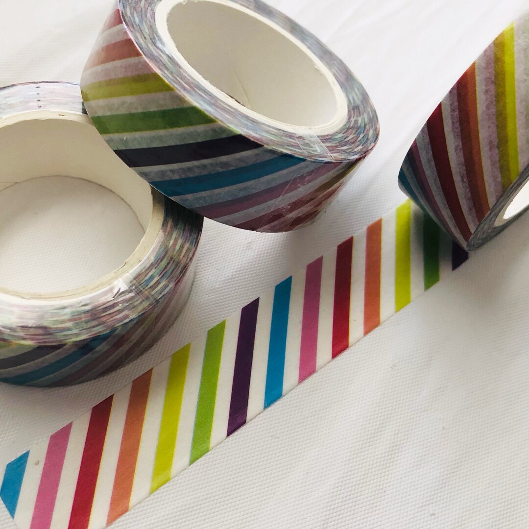 Rainbow Striped Washi Tape - Etsy