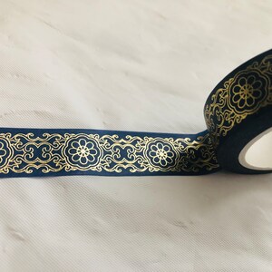 Gold Foil Dark Blue Medallion Washi Tape - Etsy