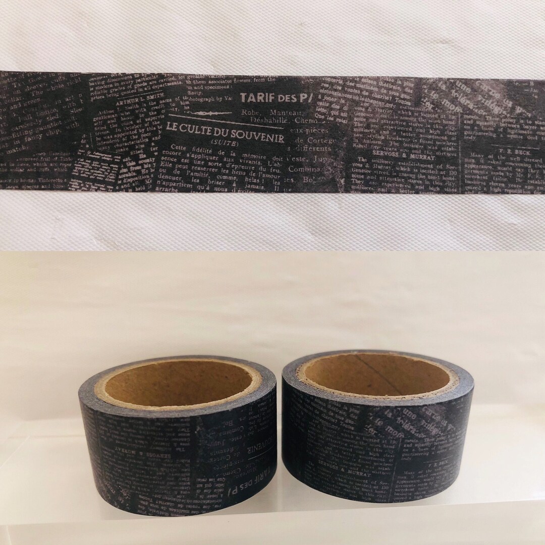 Black Newspaper Print Washi Tape - Etsy