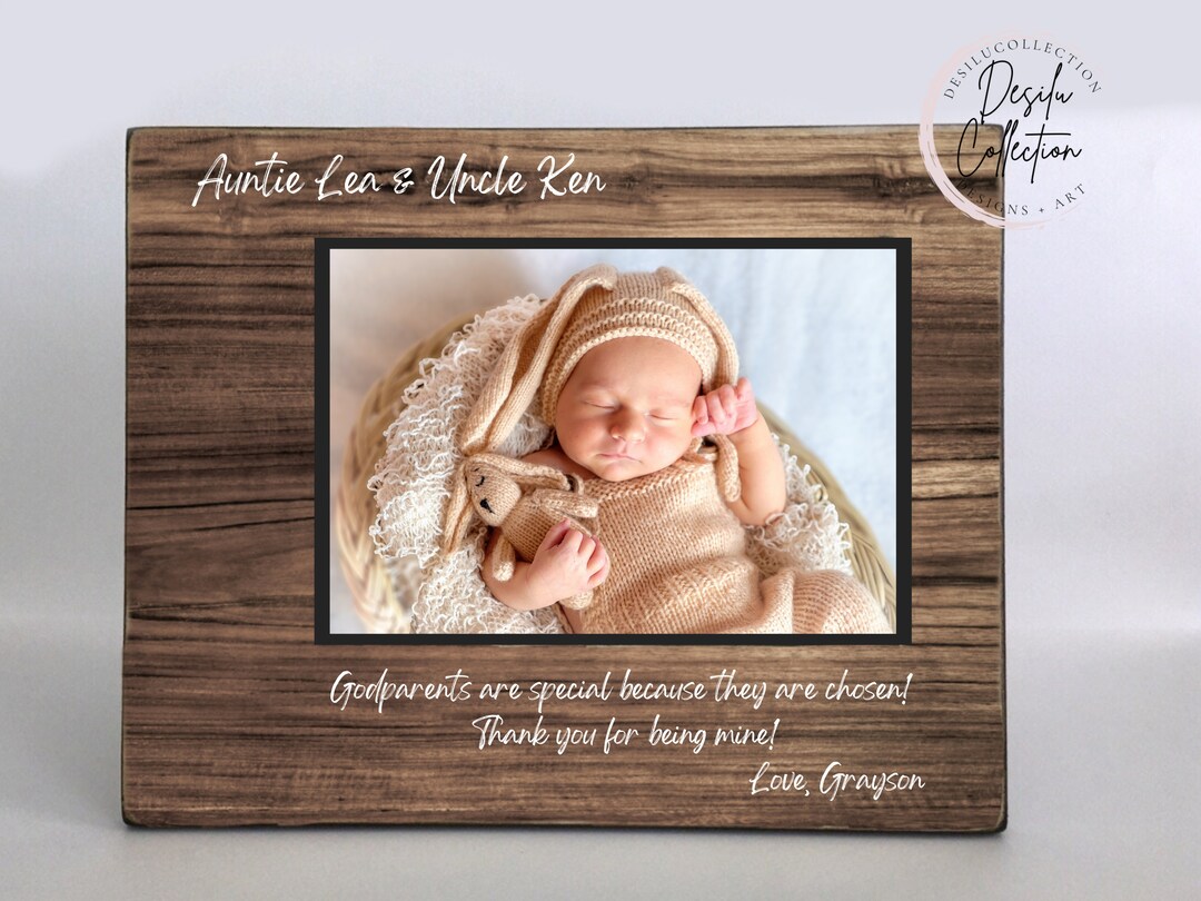 Personalized Godparent Picture Frame, Baptism Gift, Handmade Wood ...