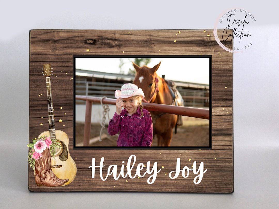 Country Cowgirl Photo Frame Cowgirl Boots Floral Guitar Wood Picture ...