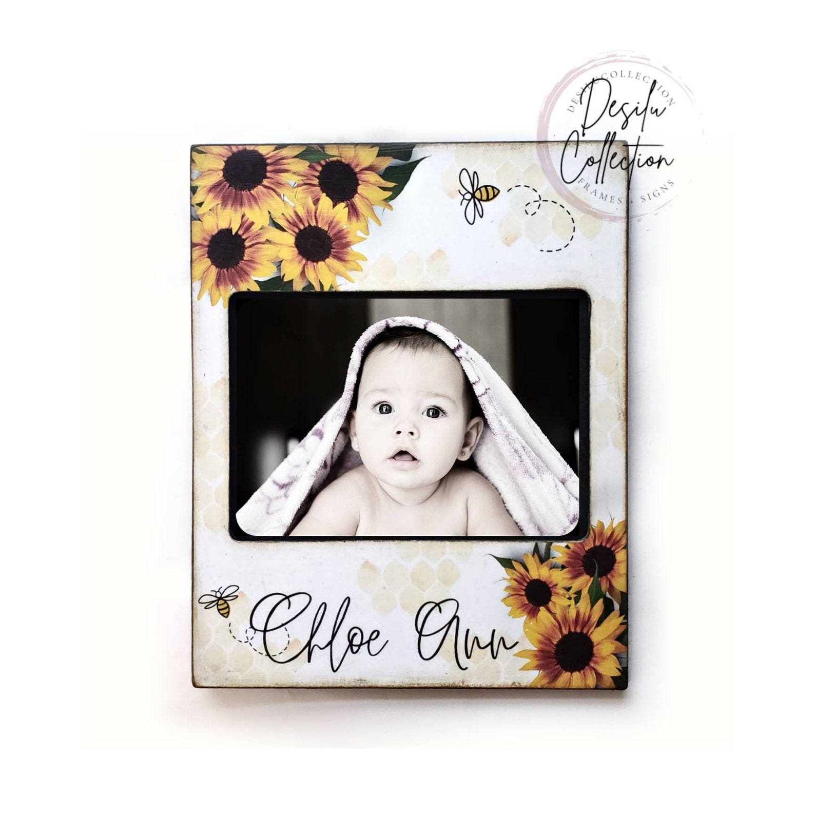 Baby Frame Personalized Sunflower Bumble Bee Baby Girl Room - Etsy