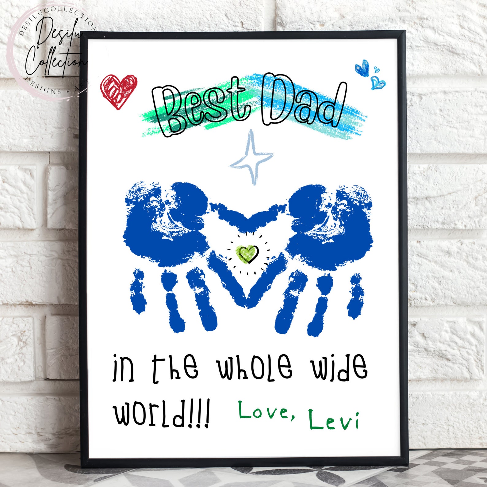 Handprint Art for Dad, Easy Printable Kids Art for Dad, DIY Handprint ...