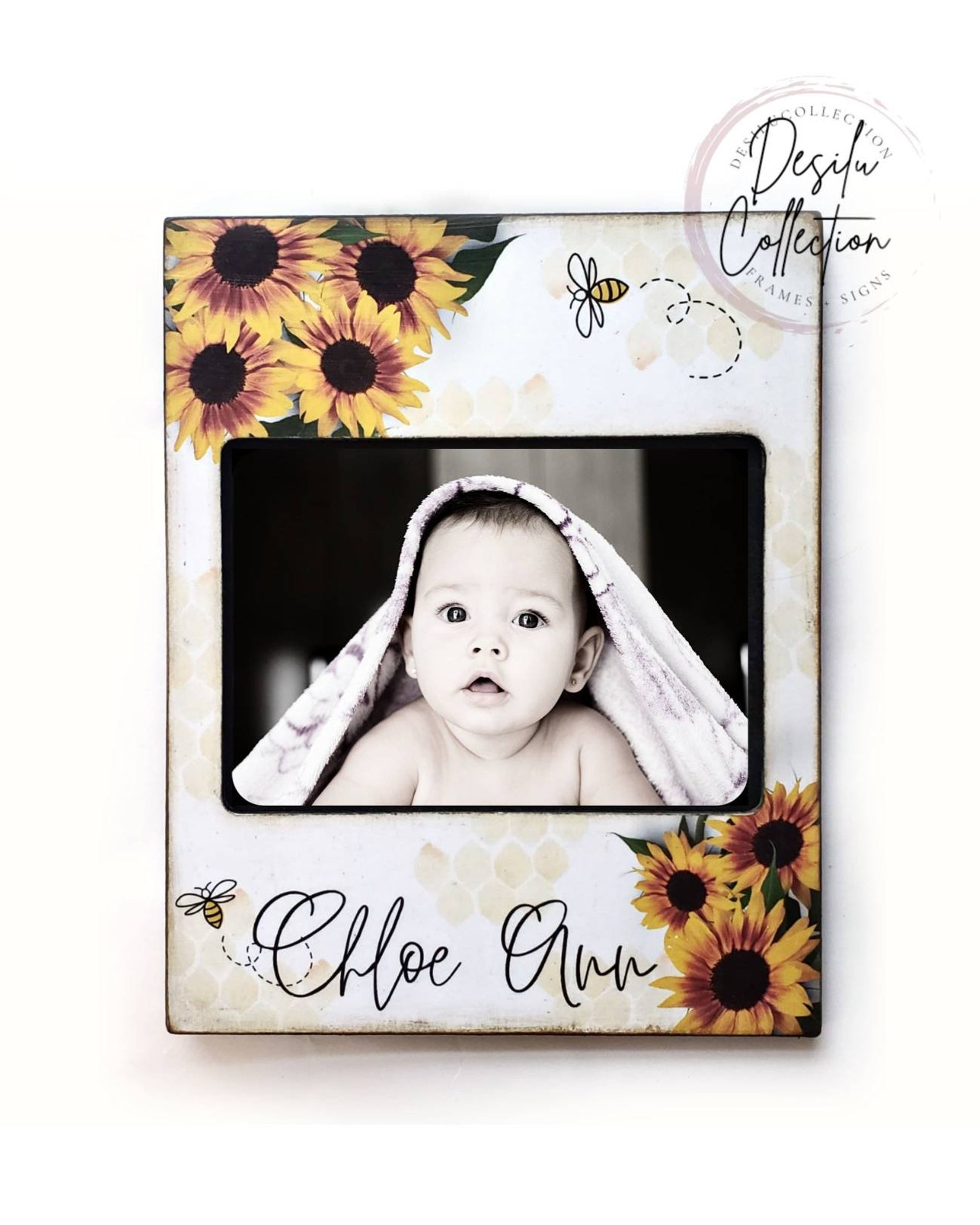 Baby Frame Personalized, Sunflower Bumble Bee, Baby Girl Room Decor ...