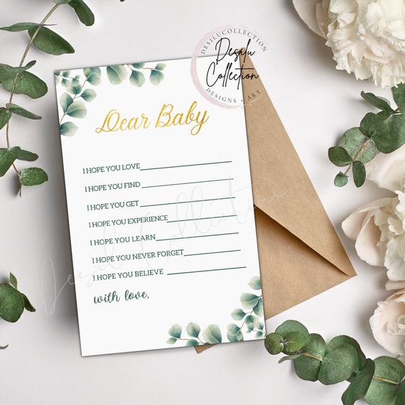 Printable Dear Baby Game . Baby Shower Game . Gold and Green | Etsy