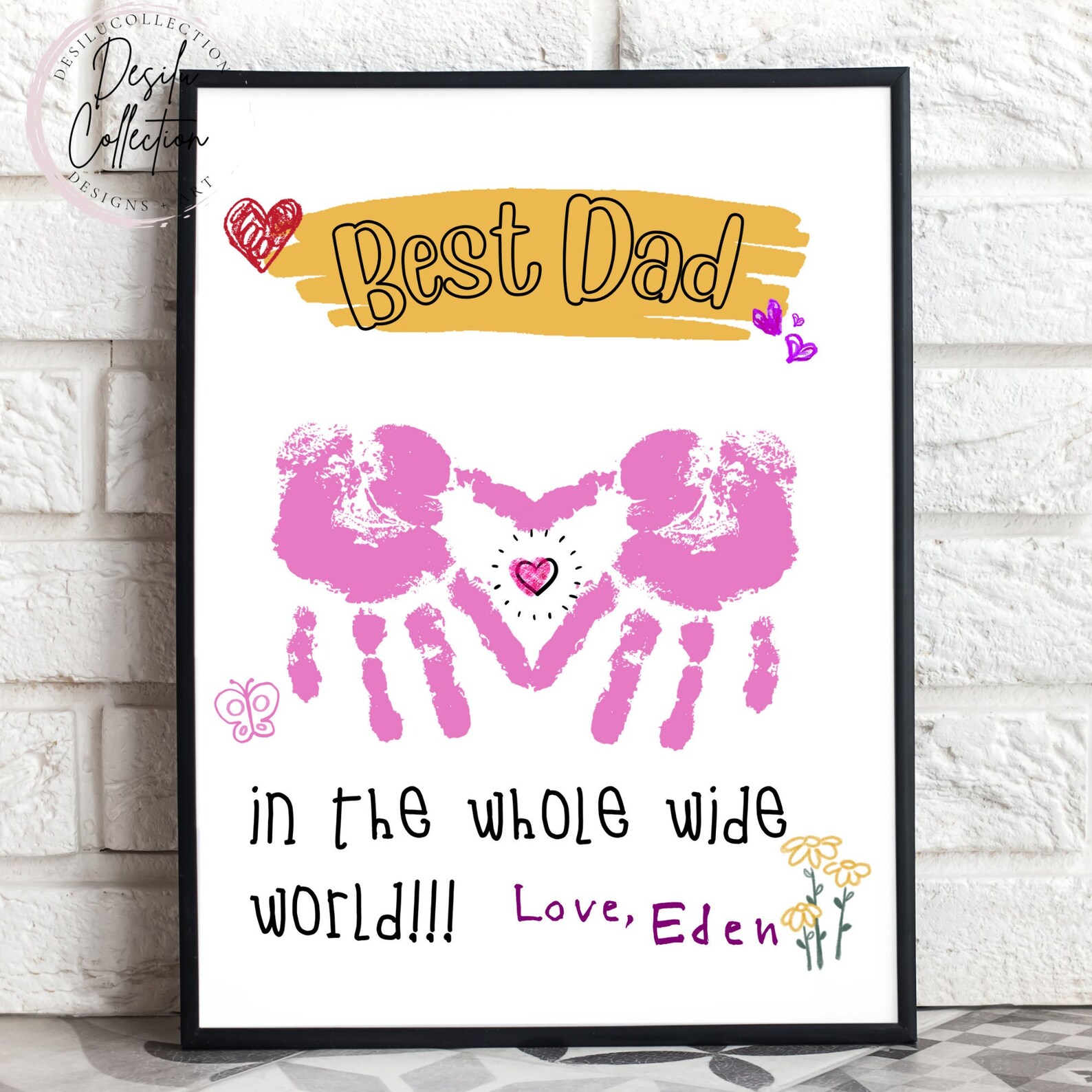 Handprint Art for Dad, Easy Printable Kids Art for Dad, DIY Handprint ...